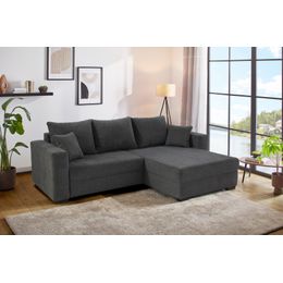 Jockenh&ouml;fer Ecksofa JOCKENH&Ouml;FER GRUPPE "Elmau XL L-Form, B: 261 cm", grau (anthrazit), B:261cm T:90cm, Korpus: 100% Polyester;Kissen: 100% Polyester, Sofas, Ecksofa, mit Bettfunktion, Bettkasten & 2 Zierkissen, Topseller
