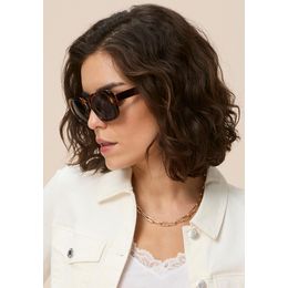Sonnenbrille Laura Scott "mit goldfarbenen Metalldetail am B&uuml;gelansatz", Damen, braun, gemustert, leicht durchscheinend, leicht transparent, Sonnenbrillen Sonnenbrille, braun gemusterter Vollrandrahmen, graue Gl&auml;ser mit hohem Blendschutz