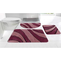 Badematte OTTO HOME "Anna, Badvorleger, Badezimmer Teppich" Gr. 12, bordeaux, beere, H:16mm, Polyester, Badematten, Badematte, Badteppich, Hoch Tief Effekt, Modern, Weich, Wellen