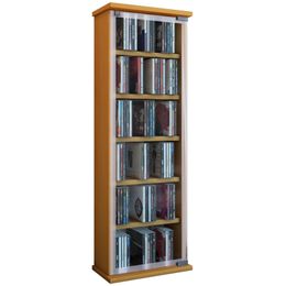 Media-Regal Vcm "Holz CD DVD Stand Regal Schrank Classic Glast&uuml;r", braun (buche), B:31cm T:18cm, Regale