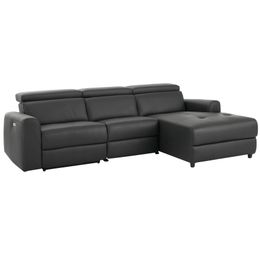Ecksofa Home Affaire "Sentrano, L-Form", grau, B:275cm H:82cm T:164cm, NaturLEDER/Kunstleder (Das Leder hat eine Dicke von 0, 9-1, 0 mm);Kunstleder;Webstoff (95% Polyester, 5% Nylon);Struktur fein (95% Polyester, 5% Nylon), Sofas, Ecksofa, 275 cm, man. o. elektr. Relaxfunktion und USB/Kopfverstellung
