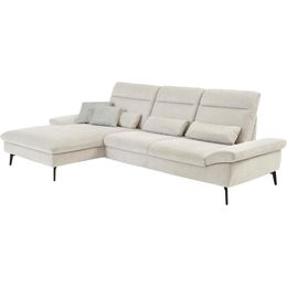 Ecksofa Hukla "HU-HP22156 L-Form", beige (cyber natur), B:309cm H:103cm T:193cm, 100% recyceltes Polyester, Sofas, Ecksofa, inkl. Kopfpolsterverstellung, optional mit Sitztiefenverstellung