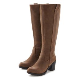 Weitschaftstiefel Lascana, Damen, Gr. 40, XL-Schaft, braun, Obermaterial: 100% Lederimitat. Decksohle: 100% Textilmaterial. Futter: 100% Textilmaterial. Laufsohle: 100% Synthetik, unifarben, Schuhe Rei&szlig;verschlussstiefel Weitschaftstiefel, Stiefel, Stiefelette, langer Stiefel, Blockabsatz, Cowboy Stil VEGAN