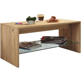Couchtisch Vcm "Holz Sofatisch Couchtisch Glas Wisal", braun (honig, eiche), B:90cm T:40cm, Tische, Couchtisch