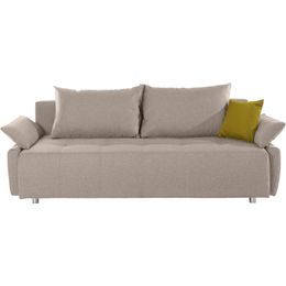 Schlafsofa Collection AB "3-Sitzer, Funtastic", beige, B:212cm H:84cm T:96cm, Zierkissen: 100% Polyester;Struktur (100% Polyester);Kunstleder SOFTLUX;Microfaser PRIMABELLE (100% Polyester), Sofas, Schlafsofa, inkl. Bettfunktion, Bettkasten, Federkern, Frei im Raum stellbar, Topseller