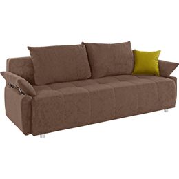 Schlafsofa Collection AB "3-Sitzer, Funtastic", braun (hellbraunkaf), B:212cm H:84cm T:96cm, Zierkissen: 100% Polyester;Struktur (100% Polyester);Kunstleder SOFTLUX;Microfaser PRIMABELLE (100% Polyester), Sofas, Schlafsofa, inkl. Bettfunktion, Bettkasten, Federkern, Frei im Raum stellbar, Topseller