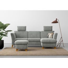 Ecksofa Home Affaire "Trelleborg L-Form", silber, B:249cm H:86cm T:162cm, 100% Polyester, Sofas, Ecksofa, wahlweise mit Bettfunktion und Bettkasten, inkl. Federkern-Polsterung