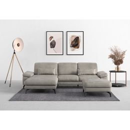 Sit & More Ecksofa SIT & MORE "Cabana L-Form", grau (steel), B:301cm H:84cm T:195cm, 95% Polyester, 5% Polyamid, Sofas, Ecksofa, Recamiere, wahlweise mit Sitztiefen-, Armlehnen- und Kopfteilfunktion
