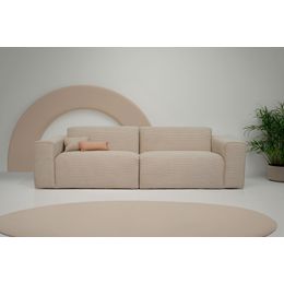 3-Sitzer OTTO HOME "Clayton Breite 248 cm", beige (sand), B:248cm H:70cm T:96cm, 100% Polyester, Sofas, in einem trendigen Cord-Bezug, verschiedene Kombinationen verf&uuml;gbar