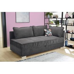 Jockenh&ouml;fer Relaxliege JOCKENH&Ouml;FER GRUPPE "Dana, B: 207 cm, Liegefl. 91x202 cm", grau, B:207cm T:98cm, Samt (100% Baumwolle), Sofas, mit Bettfunktion, Bettkasten & Zierkissen