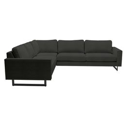 Ecksofa Home Affaire "Pinto, XXL, 250/290 cm, langer Schenkel, Ottomane", schwarz (onyx), B:290cm H:85cm T:250cm, 90% Polyester, 10% Nylon, Sofas, Ecksofa, Cord, Chenille, Lederoptik, mit Keder, Metallf&uuml;&szlig;e, Wellenunterfederung
