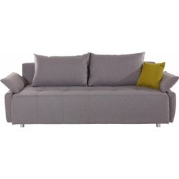 Schlafsofa Collection AB "3-Sitzer, Funtastic", grau (hellgrau), B:212cm H:84cm T:96cm, Zierkissen: 100% Polyester;Struktur (100% Polyester);Kunstleder SOFTLUX;Microfaser PRIMABELLE (100% Polyester), Sofas, Schlafsofa, inkl. Bettfunktion, Bettkasten, Federkern, Frei im Raum stellbar, Topseller