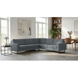Ecksofa Home Affaire "Pinto, XXL, 250/290 cm, langer Schenkel, Ottomane", dunkelgrau, B:290cm H:85cm T:250cm, 100% Polyester, Sofas, Ecksofa, Cord, Chenille, Lederoptik, mit Keder, Metallf&uuml;&szlig;e, Wellenunterfederung