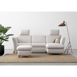 Ecksofa Home Affaire "Trelleborg L-Form", silber, B:249cm H:86cm T:162cm, 95% Polyester, 5% Polyamid, Sofas, Ecksofa, wahlweise mit Bettfunktion und Bettkasten, inkl. Federkern-Polsterung