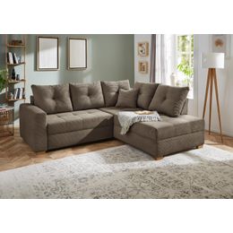 Jockenh&ouml;fer Ecksofa JOCKENH&Ouml;FER GRUPPE "Heidelberg L-Form, B: 228 cm", grau (taupe), B:228cm T:99cm, Korpus: 100% Polyester;Kissen: 100% Polyester, Sofas, Ecksofa, mit Bettfunktion, Bettkasten & Zierkissen, Topseller