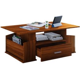 Couchtisch Vcm "Holz Sofatisch Couchtisch Schublade Junata", braun (kern, nussbaum), B:110cm T:52cm, Tische, Couchtisch