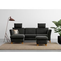 Ecksofa Home Affaire "Trelleborg L-Form", grau (anthrazit), B:249cm H:86cm T:162cm, 95% Polyester, 5% Polyamid, Sofas, Ecksofa, wahlweise mit Bettfunktion und Bettkasten, inkl. Federkern-Polsterung