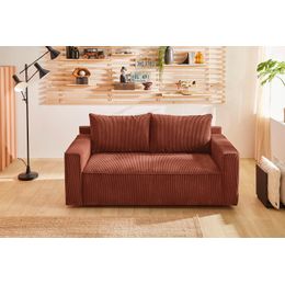 Jockenh&ouml;fer Schlafsofa JOCKENH&Ouml;FER GRUPPE "Ron, B: 185 cm, Liegefl. 82x200 cm", rot (rost, rot), B:185cm T:88cm, Korpus: 100% Polyester;Kissen: 100% Polyester, Sofas, Schlafsofa, mit Bettfunktion & Bettkasten, Federkern, Topseller