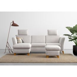 Ecksofa Home Affaire "Trelleborg L-Form", silber, B:249cm H:86cm T:162cm, 95% Polyester, 5% Polyamid, Sofas, Ecksofa, wahlweise mit Bettfunktion und Bettkasten, inkl. Federkern-Polsterung