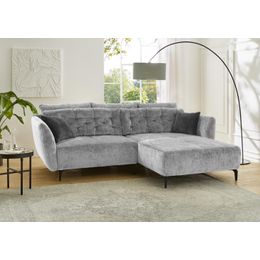 Jockenh&ouml;fer Ecksofa JOCKENH&Ouml;FER GRUPPE "Salo L-Form, B: 251 cm", grau (hellgrau), B:251cm T:110cm, Korpus: 100% Polyester;Kissen: 100% Polyacryl, Sofas, Ecksofa, im Retrolook mit Wellenfederung, mit Zierkissen, Topseller
