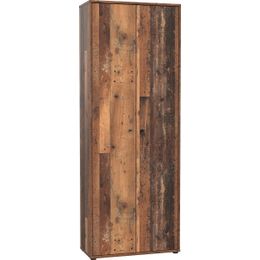 Schuhschrank FORTE "Tempra, Mehrzweckschrank, 2 T&uuml;ren, Einlegeb&ouml;den, H&ouml;he 197,5 cm", braun (old wood vintage), B:73,7cm H:197,5cm T:34,8cm, Dekorfolie, FSC-zertifizierter Holzwerkstoff, Schr&auml;nke, Schuhschrank, Breite 73,7 cm