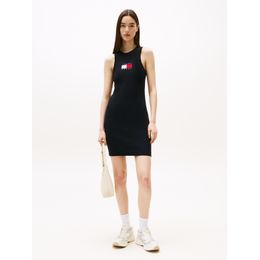 Minikleid Tommy Jeans "TJW FLAG SWEATER MINI DRESS EXT", Damen, Gr. L (40), N-Gr, schwarz, Jersey, Obermaterial: 88% Viskose, 12% Polyester, unifarben, Kleider Minikleid