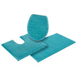 Badematte OTTO HOME "Vanessa, Badvorleger, Badezimmer Teppich" Gr. 11, blau (t&uuml;rkis), H:10mm, Polyester, Badematten, Badematte, Badteppich, weiche Haptik, unifarben
