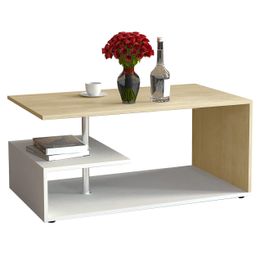 Couchtisch Vcm "Holz Sofatisch Couchtisch Wohnzimmertisch Maliso M", braun (wei&szlig;, honig, eiche), B:91cm T:53cm, Tische, Couchtisch