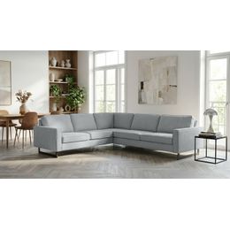 Ecksofa Home Affaire "Pinto, XXL, 250/290 cm, langer Schenkel, Ottomane", silber grau, B:290cm H:85cm T:250cm, 100% Polyester, Sofas, Ecksofa, Cord, Chenille, Lederoptik, mit Keder, Metallf&uuml;&szlig;e, Wellenunterfederung