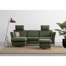 Ecksofa Home Affaire "Trelleborg L-Form", gr&uuml;n (olive), B:249cm H:86cm T:162cm, 95% Polyester, 5% Polyamid, Sofas, Ecksofa, wahlweise mit Bettfunktion und Bettkasten, inkl. Federkern-Polsterung