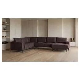 Wohnlandschaft OTTO HOME "OLAND U-Form, XXL, B: 342 cm, Skandi-Design", braun (dunkelbraun), B:342cm H:85cm T:260cm, 100% Polyester, Sofas, Wohnlandschaft, Skandi-Design in Struktur, Flachgewebe, Luxus-Microfaser, Boucle