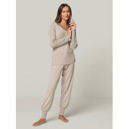 You Look Perfect Hausanzug 'LOUNGEWEAR SET - Pullover Blossom & Pants Bella' Damen Gr&ouml;&szlig;e L beige