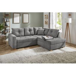 Jockenh&ouml;fer Ecksofa JOCKENH&Ouml;FER GRUPPE "Heidelberg L-Form, B: 228 cm", grau (dunkelgrau), B:228cm T:99cm, Korpus: 100% Polyester;Kissen: 100% Polyester, Sofas, Ecksofa, mit Bettfunktion, Bettkasten & Zierkissen