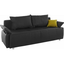 Schlafsofa Collection AB "3-Sitzer, Funtastic", schwarz, B:212cm H:84cm T:96cm, Zierkissen: 100% Polyester;Struktur (100% Polyester);Kunstleder SOFTLUX;Microfaser PRIMABELLE (100% Polyester), Sofas, Schlafsofa, inkl. Bettfunktion, Bettkasten, Federkern, Frei im Raum stellbar, Topseller