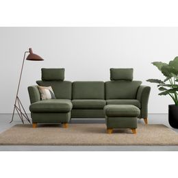 Ecksofa Home Affaire "Trelleborg L-Form", gr&uuml;n (olive), B:249cm H:86cm T:162cm, 95% Polyester, 5% Polyamid, Sofas, Ecksofa, wahlweise mit Bettfunktion und Bettkasten, inkl. Federkern-Polsterung