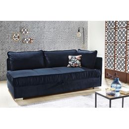 Jockenh&ouml;fer Relaxliege JOCKENH&Ouml;FER GRUPPE "Dana, B: 207 cm, Liegefl. 91x202 cm", blau (dunkelblau), B:207cm T:98cm, Samt (100% Baumwolle), Sofas, mit Bettfunktion, Bettkasten & Zierkissen