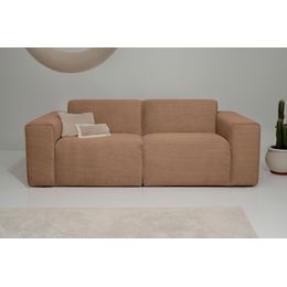 2-Sitzer OTTO HOME "Clayton Kompaktsofa Breite 202 cm", braun (light braun), B:202cm H:70cm T:96cm, 100% Polyester, Sofas, in einem trendigen Cord-Bezug, verschiedene Kombinationen verf&uuml;gbar