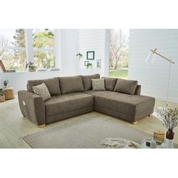 Jockenh&ouml;fer Ecksofa JOCKENH&Ouml;FER GRUPPE "Luzern L-Form, B: 254 cm", braun, B:254cm H:87cm T:208cm, Luxus-Microfaser (100% Polyester), Sofas, Ecksofa, mit Bettfunktion, Bettkasten, seitl. Tasche & Zierkissen