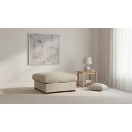 Polsterhocker Home Affaire "Coray", beige (sand), B:92cm H:47cm T:92cm, 100% Polyester, Hocker, Polsterhocker, mit Federn und Daunen