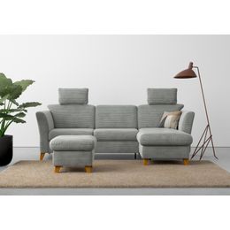 Ecksofa Home Affaire "Trelleborg L-Form", silber, B:249cm H:86cm T:162cm, 100% Polyester, Sofas, Ecksofa, wahlweise mit Bettfunktion und Bettkasten, inkl. Federkern-Polsterung