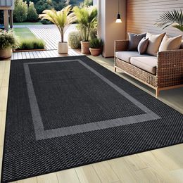 Teppich OTTO HOME "Venedig Bord&uuml;re auch als L&auml;ufer erh&auml;ltlich" Gr. 2, schwarz, B:80cm H:3mm L:150cm, Kunstfaser, Teppiche, Teppich, In- und Outdoor geeignet, Sisal-Optik, Wetterfest & UV-best&auml;ndig