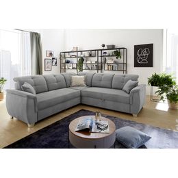 Jockenh&ouml;fer Ecksofa JOCKENH&Ouml;FER GRUPPE "Udine L-Form, B: 263 cm", grau, B:263cm T:100cm, Luxus-Microfaser in Lederoptik (100% Polyester);Kissen: 44% Polyethylem, 30% Polyacryl, 26% Polypropylen, Sofas, Ecksofa, mit Bettfunktion, Bettkasten, Kopfteilverstellung & Zierkissen