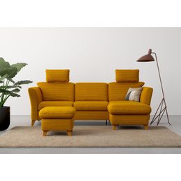 Ecksofa Home Affaire "Trelleborg L-Form", gelb (mustard), B:249cm H:86cm T:162cm, 100% Polyester, Sofas, Ecksofa, wahlweise mit Bettfunktion und Bettkasten, inkl. Federkern-Polsterung