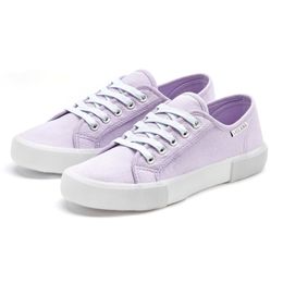 Sneaker Lascana, Damen, Gr. 40, lila (helllila), Obermaterial: 100% Textilmaterial. Decksohle: 100% Textilmaterial. Futter: 100% Textilmaterial. Laufsohle: 100% Synthetik, unifarben, Basic, Schuhe Skaterschuh Canvassneaker Sneaker low, aus Textil, Schn&uuml;rhalbschuh, Freizeitschuh, Turnschuh