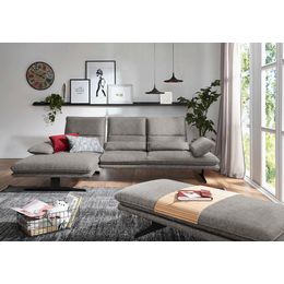 Ecksofa W.Schillig "broadway, Designsofa mit tollem Sitzkomfort", grau (grau s22), B:291cm H:94cm T:164cm, Flachgewebe S22 (100% Polyester), Sofas, Ecksofa, Sitztiefenverstellung, Kopfteil- & Seitenteilverstellung, Breite 291cm