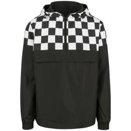 Langmantel Urban Classics "Urban Classics Herren Check Pull Over Jacket", Herren, Gr. L, blk, chess, 100% Polyester, M&auml;ntel
