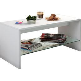 Couchtisch Vcm "Holz Sofatisch Couchtisch Glas Wisal", wei&szlig;, B:90cm T:40cm, Tische, Couchtisch