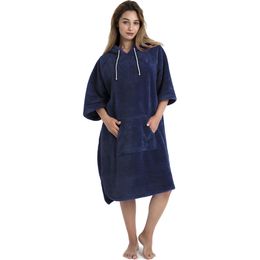 Badeponcho OTTO HOME "Lillou, Surfponcho ideal f&uuml;r Sauna, Spa & im Urlaub" Gr. S, blau (dunkelblau), L:100cm, Microfaser, Hausm&auml;ntel, weich und kuschelig, pl&uuml;sch, Fleece, Unisex, f&uuml;r Damen und Herren
