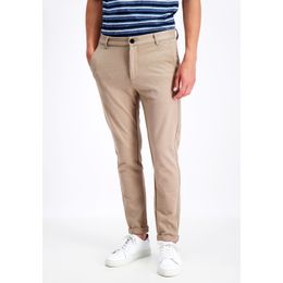 Stoffhose LINDBERGH "Stoffhose Slim Fit", Herren, Gr. XL, beige (sand mix), Obermaterial: 75% Polyester, 22% Viskose, 3% Elasthan, slim fit, Hosen Stoffhose
