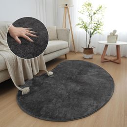 Teppich OTTO HOME "Cali Bean" Gr. 72, grau (anthrazit), B:120cm H:16mm L:180cm, Kunstfaser, Teppiche, Teppich, besondere Form, Uni, weich, waschbar, Wohnzimmer, Schlafzimmer